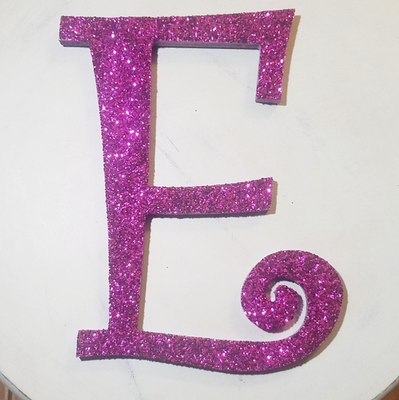 Accents | Woodcustommade Hot Pink Glitter Letter E Wall Art | Poshmark